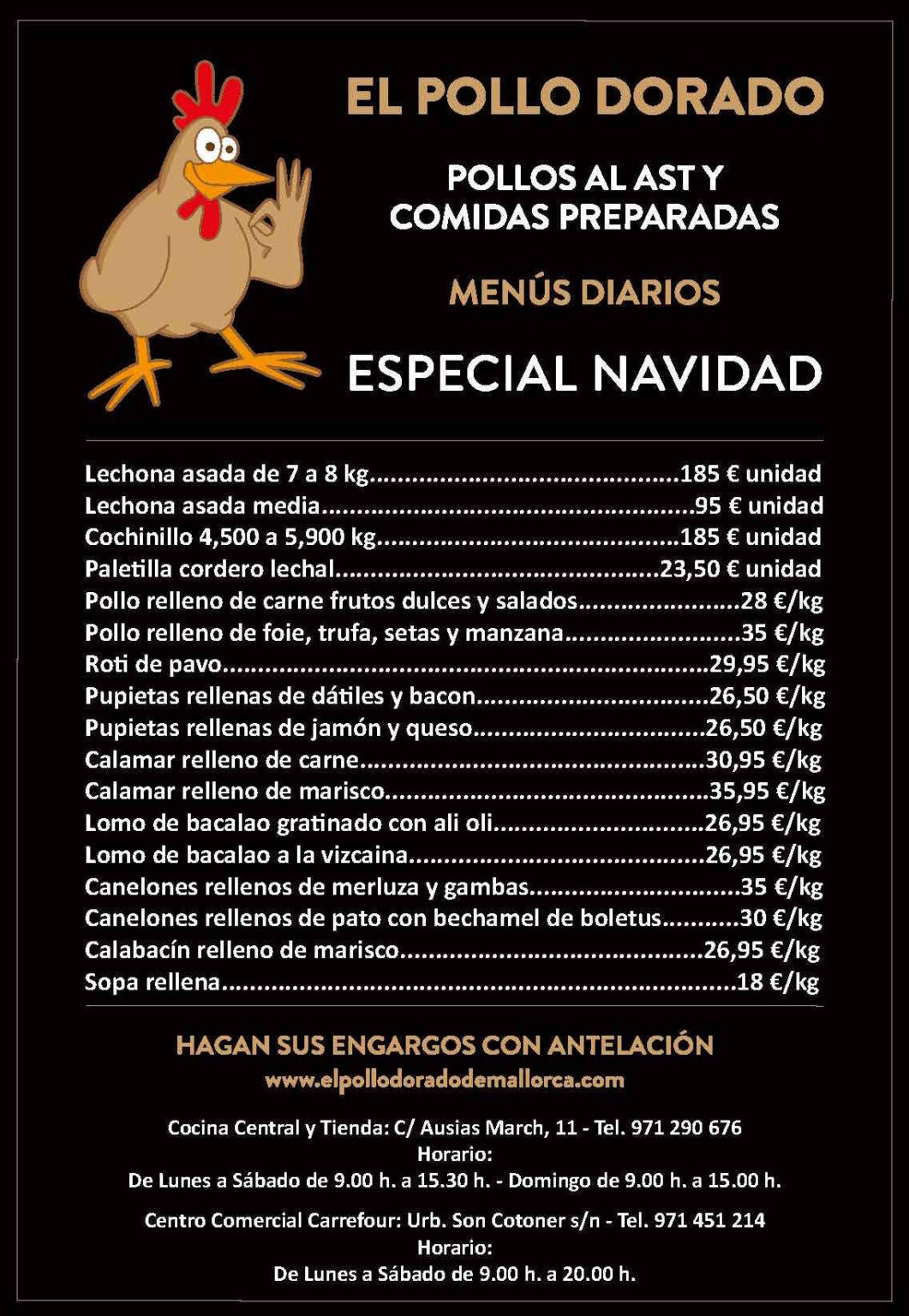 Menús Especiales - El pollo dorado